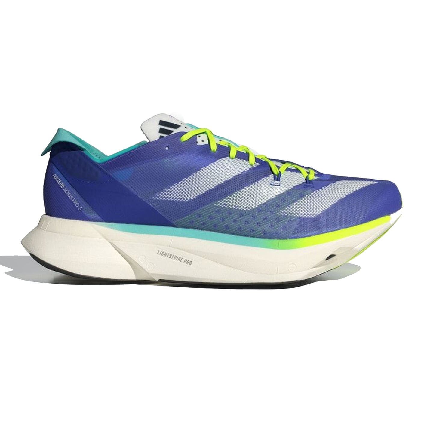 Mens adidas Adizero Adios Pro 3 | Cobalt Blue / Zero Metallic / Lucid Lemon