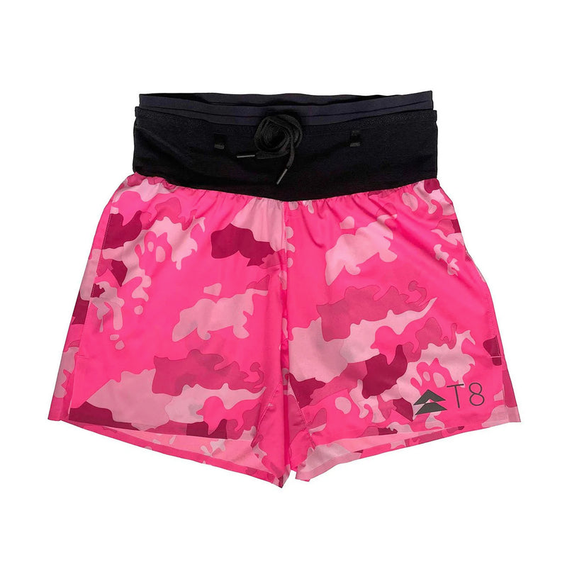 Mens T8 Sherpa Shorts V2 with Integrated Running Pocket Belt | Pink